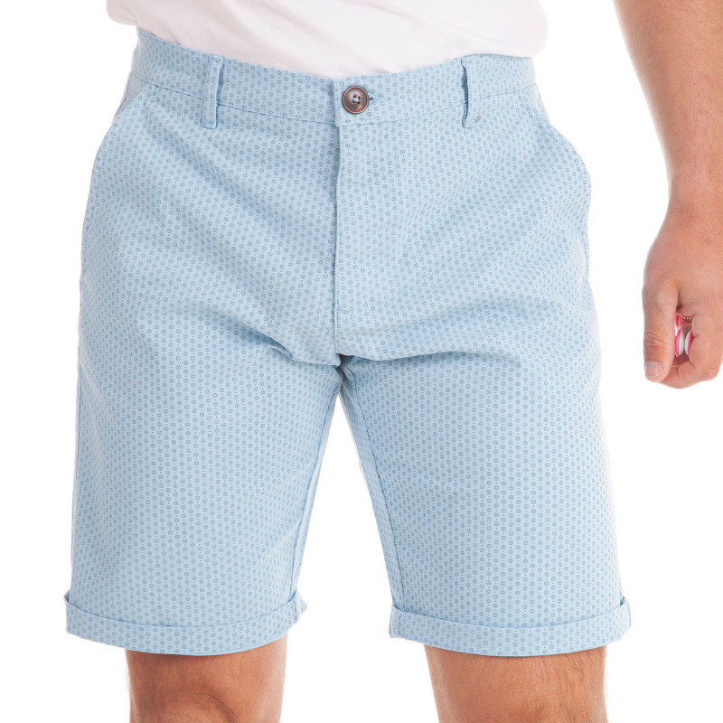 Short chino en toile fantaisie bleu ciel