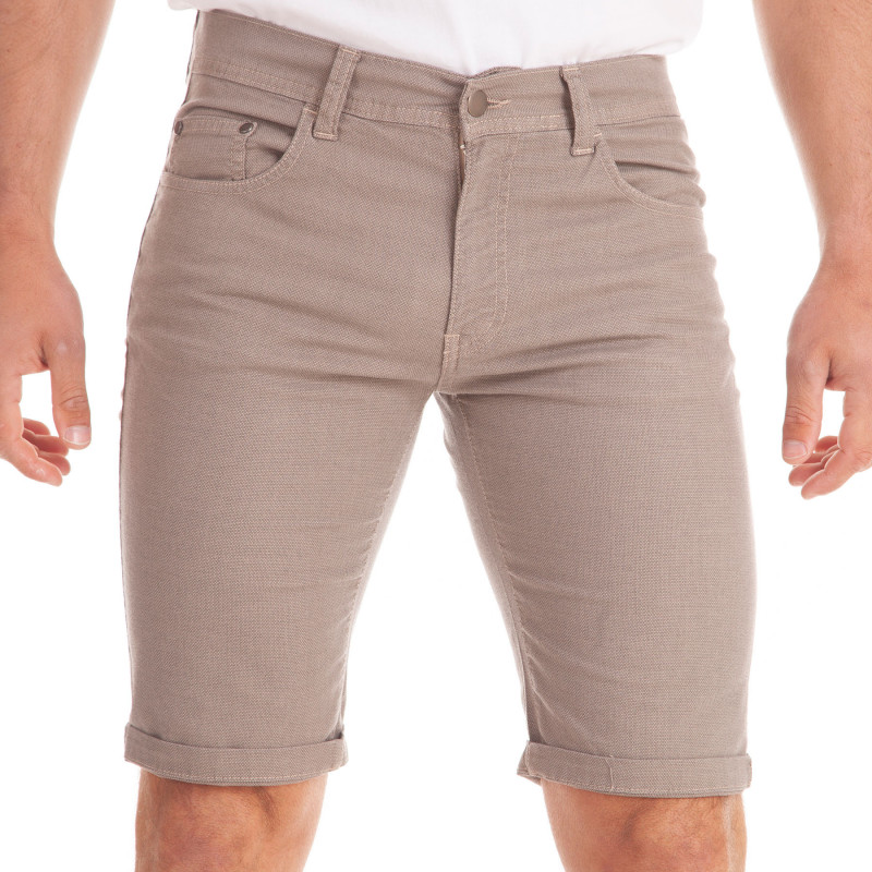 Short 5 poches en toile fantaisie beige